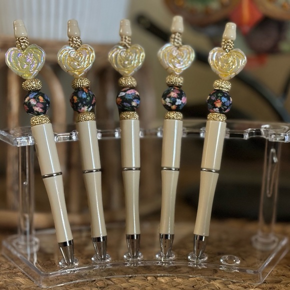 Other | Elegant Cream And Gold Pens With Floral Accents | Poshmark